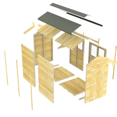 6 x 17 Feet Apex Security Shed - Single Door - Wood - L503 x W175 x ...