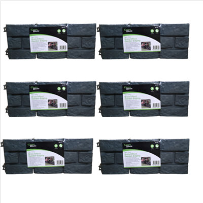 6 x 17cm 4 Piece Grey Brick Effect Garden Edging Boarder | DIY at B&Q