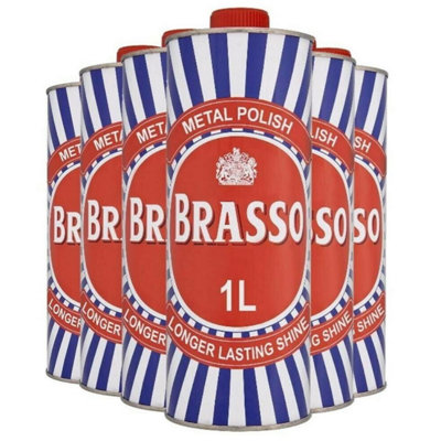 6 x 1L Brasso Metal Liquid Polish Brass Copper Stainless Steel & Pewter ...