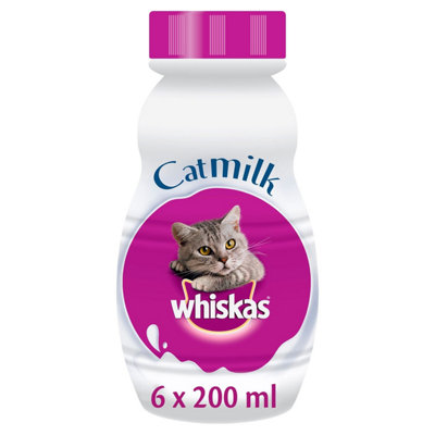 6 x 200ml Whiskas Adult Cat Milk Bottles Low Lactose Cat Treat No ...