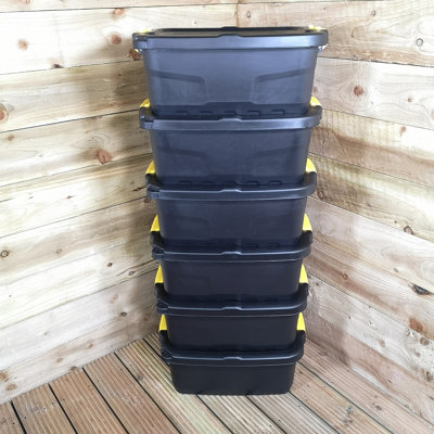 6 x 24L Heavy Duty Storage Boxes, Sturdy, Lockable, Stackable and ...