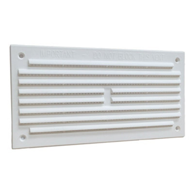 6" x 3" White Plastic Louvre Air Vent Grille with Removable Flyscreen Cover