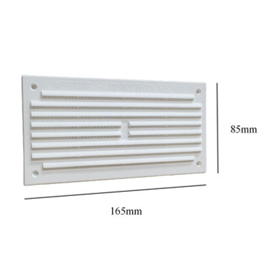 6" x 3" White Plastic Louvre Air Vent Grille with Removable Flyscreen Cover