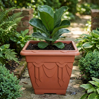 6 x 30cm Square Brown Stylish Terracotta Durable Venetian Garden Flower ...