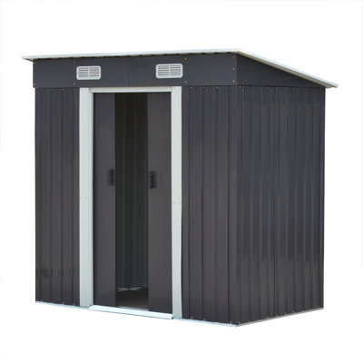 6 x 4 ft Pent Metal Garden Shed Outdoor Tool Storage Shed with Base ...