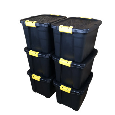 6 x 42L Heavy Duty Storage Tubs Sturdy, Lockable, Stackable and ...