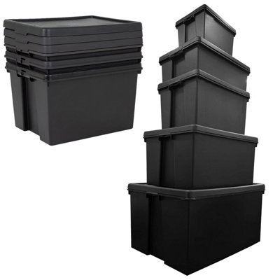 6 x 45L Extra Large Super Strong Black Impact Resistant Heavy Duty ...