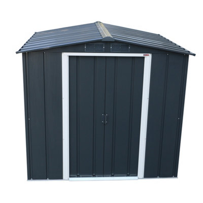 6 x 6 Apex Metal Garden Shed - Anthracite Grey (6ft x 6ft / 6' x 6' / 1 ...