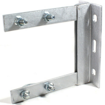 6" x 6" TV Aerial Wall Mounting Bracket & V Bolts Galvanized Pole Mast ...