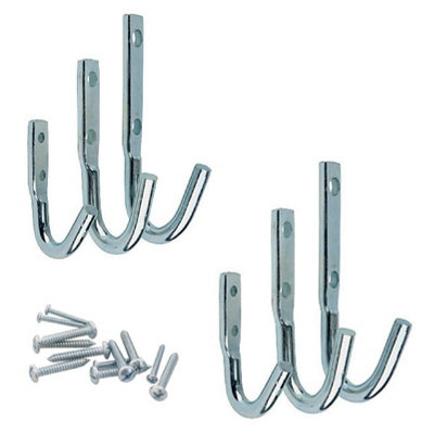 6 x Assorted Galvanised Storage Hooks Wall Mounted, Garages Sheds Tools ...