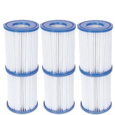 6 x Bestway Type II / Type 2 Pool Filter Cartridge 10.5cm x 13.6cm ...
