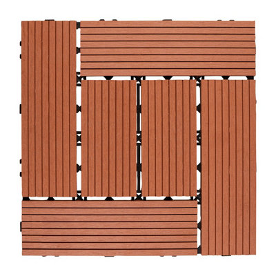 6 x Composite Interlocking Patio & Deck Tiles - All Weather Wood-Effect ...