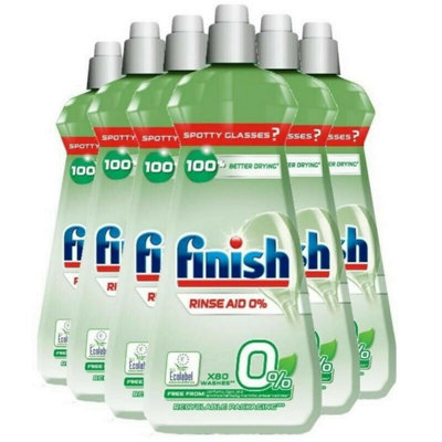 6 x Finish 0% Dishwasher Rinse Aid 400ml | DIY at B&Q