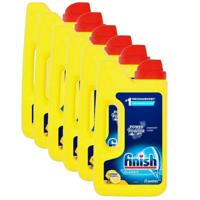 6 x Finish Dishwasher Powder Classic Lemon Sparkle Detergent Refill 1kg