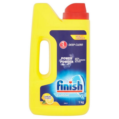 6 x Finish Dishwasher Powder Classic Lemon Sparkle Detergent Refill 1kg