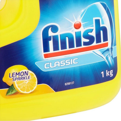 6 x Finish Dishwasher Powder Classic Lemon Sparkle Detergent Refill 1kg