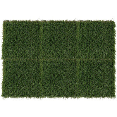 6 x Interlocking Artificial Grass Tiles - Outdoor Garden Faux Fake Lawn ...