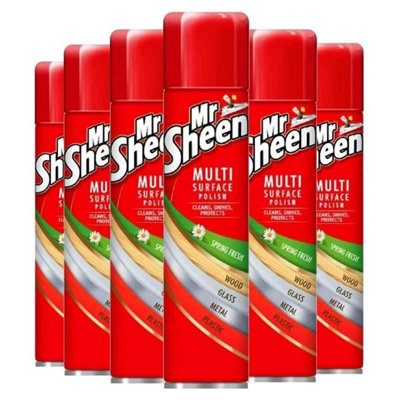 6 x Mr Sheen Multi-Surface Spring Fresh Polish Spray 250ml Smear-Free Shine