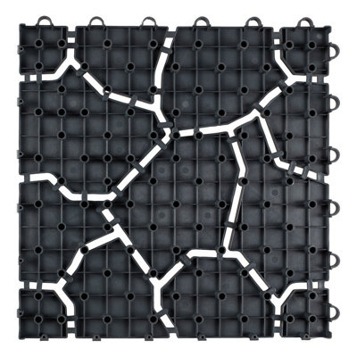 6 x Plastic Interlocking Patio & Deck Tiles - All Weather Outdoor ...