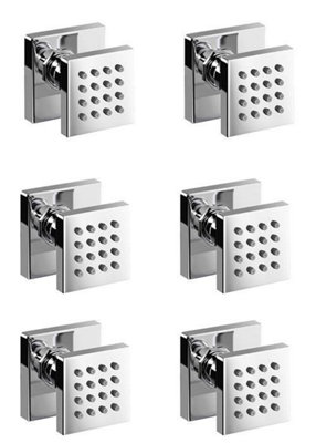 6 x Square Shower Massage Body Jet Sprayers in Chrome