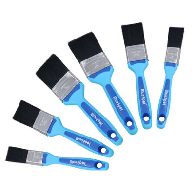6 x Synthetic Paint Brush Painting + Decorating Brushes Rubber Grip ...