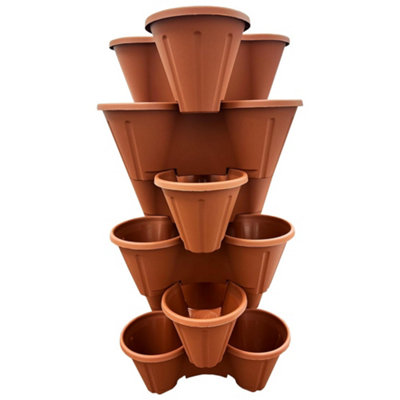 6 x Terracotta Trio 3 Pot Strawberry Stacking Planters For Planting ...