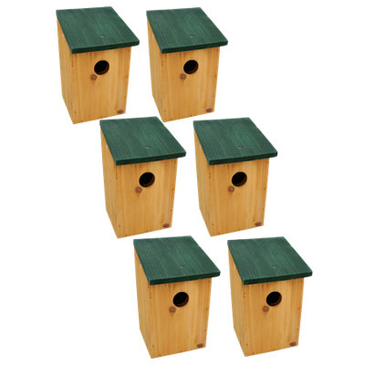 6 x Wild Bird Nesting Nest Box Hotel Wooden Fully Treated With 30mm ...