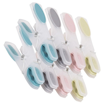 60 Assorted Coloured Soft Grip Laundry Clothing Clips/Pegs For Washing ...