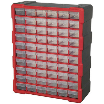 60 Drawer Parts Storage Cabinet - Wall Mounted or Freestanding - Red ...