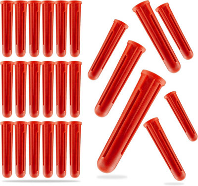 60 Red Rawl Plugs Screw Fixing Wall Expansion Raw Plugs Brick Stone ...