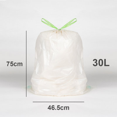 60 Snug Fit Bin liners 30L Drawstring Handle Bin Bags - Compatible with ...