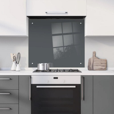 60 x 60cm Anthracite Glass Kitchen Splashback Splatter Screen Pre ...