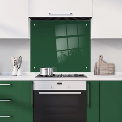 60 x 60cm Dark Green Glass Kitchen Splashback Splatter Screen Pre ...
