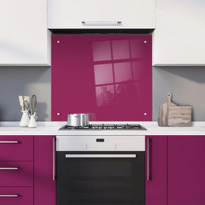60 x 70cm Sumptuouse Plum Glass Kitchen Splashback Splatter Screen Pre Drilled Holes Wall ...