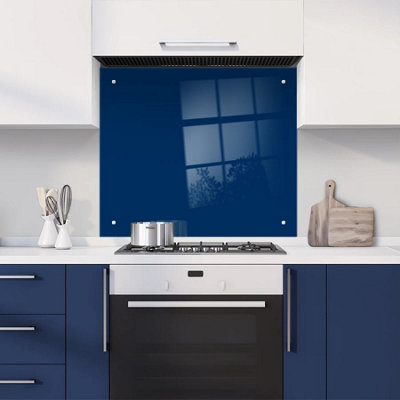 60 x 80cm Dark Blue Glass Kitchen Splashback Splatter Screen Pre ...