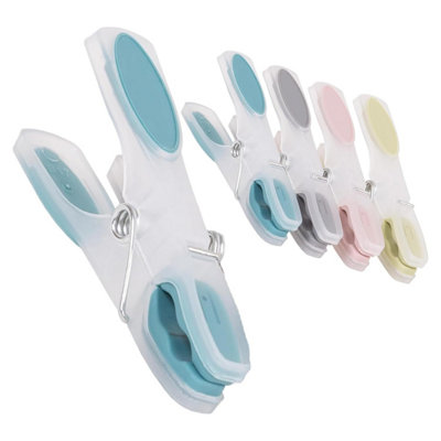 60 x Assorted Coloured Pegs Soft Grip Clear Plastic For Laundry Washing ...