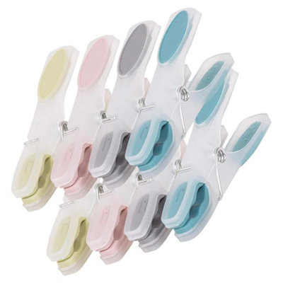 60 X ASSORTED COLOURED SOFT GRIP PLASTIC LAUNDRY CLOTHING PEGS FOR ...