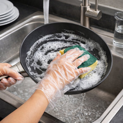 600 Disposable Plastic Gloves Food Safe Clear Polyethylene for Kitchen ...