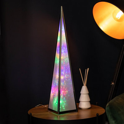 600 Light up Silver Holographic Christmas Pyramid with 16 Multi ...