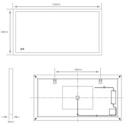 600 x 1150mm IP44 LED Bathroom Mirror with Demister and Tunable White Light