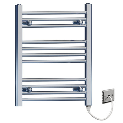 600 x 600mm Flat and Curved Chrome Electric Pre-Filled Heated Towel ...