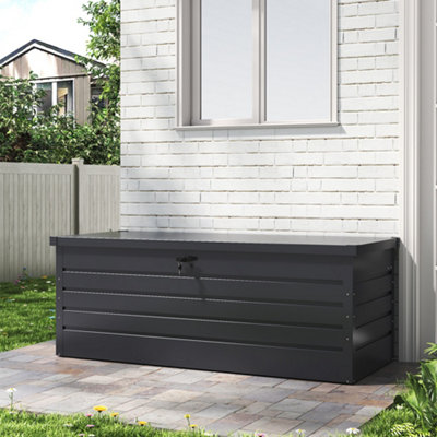 600L Lockable Outdoor Metal Garden Storage Box in Anthracite | DIY at B&Q