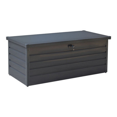 600L Lockable Outdoor Metal Garden Storage Box in Anthracite