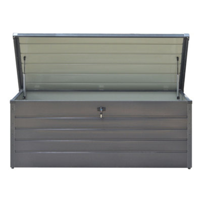 600L Lockable Outdoor Metal Garden Storage Box in Anthracite