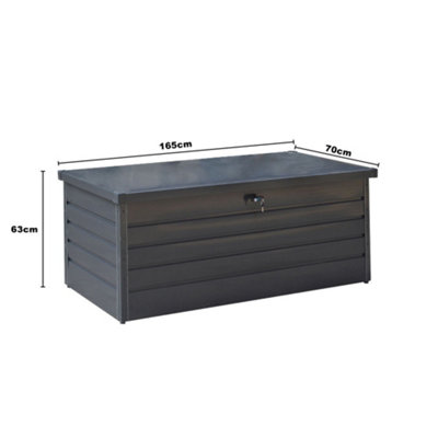 600L Lockable Outdoor Metal Garden Storage Box in Anthracite