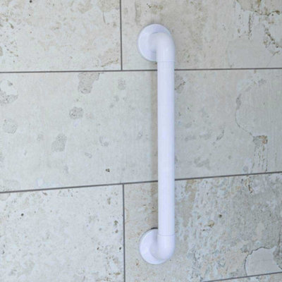 Shop 600mm Grab Bar Rail White Straight Perforated 32mm
