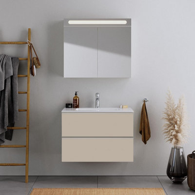 600mm LED Drawers Minimalist 2 Drawer Wall Hung Bathroom Vanity Basin ...