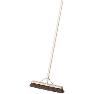 600mm Wide Hard Bristled Broom - Wooden Brush Handle - Metal Support ...