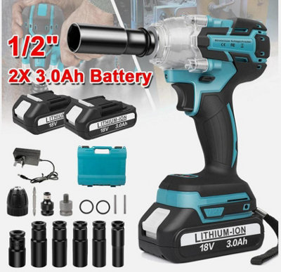 600NM 1/2" Cordless Electric Impact Wrench Drill Gun Ratchet Driver w ...