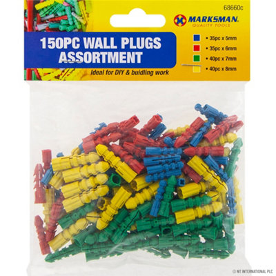 600Pc Wall Plug Plugs Assorted Mixed Colour Diy Work Pack 5/6/7/8Mm ...